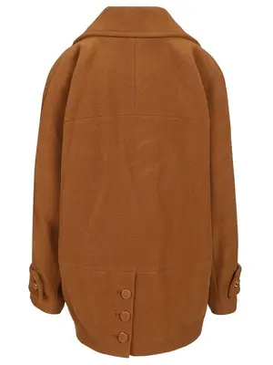 Chloé Double-breasted Herringbone Short Coat
