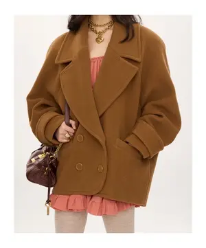 Chloé Double-breasted Herringbone Short Coat