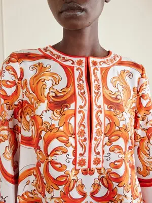 Dolce & Gabbana Majolica-printed Twill Kaftan Dress