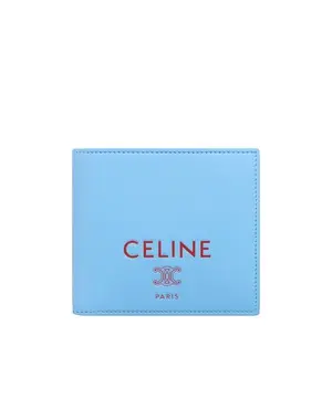 Celine Bi-fold Wallet In Smooth Lambskin - Sky Blue