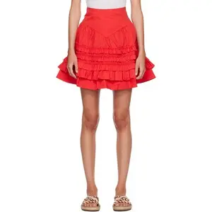GANNI Ruched Detail Drop-waist Skirt - Wolfberry Color