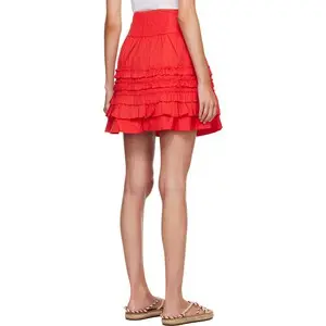 GANNI Ruched Detail Drop-waist Skirt - Wolfberry Color