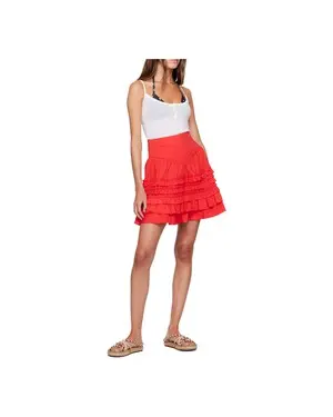 GANNI Ruched Detail Drop-waist Skirt - Wolfberry Color