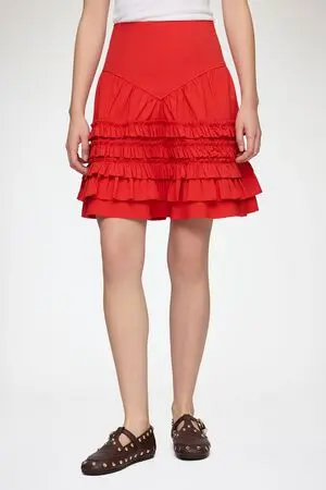 GANNI Ruched Detail Drop-waist Skirt - Wolfberry Color