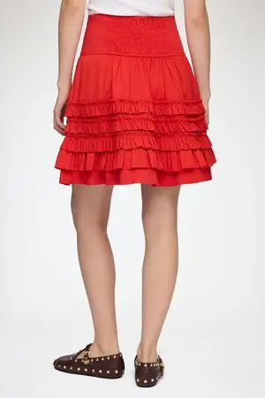 GANNI Ruched Detail Drop-waist Skirt - Wolfberry Color