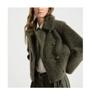 Brunello Cucinelli Double-breasted Shearling Coat - Black