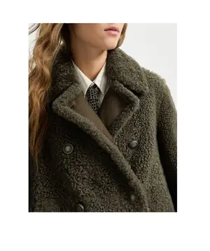 Brunello Cucinelli Double-breasted Shearling Coat - Black