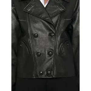 BLAZÉ MILANO Double-breasted Leather Jacket With Embellished Details