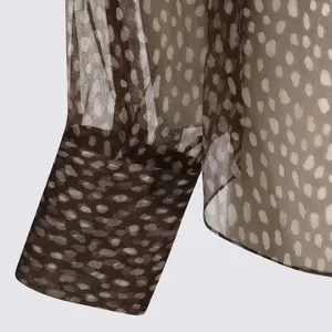 Brunello Cucinelli Dapple Silk Organza Shirt With Tie-neck - No