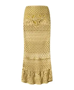 Pinko Crispo Fancy Crochet-effect Long Skirt - Nude