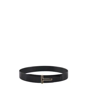 TOM FORD T Logo Buckle Belt - Black