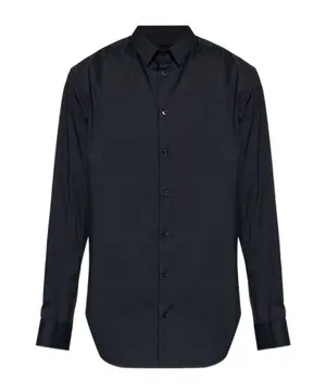 Giorgio Armani Curved Hem Buttoned Shirt - Black