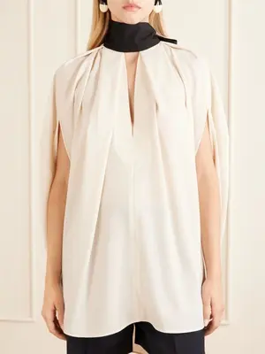 LANVIN Bow-decorated Crepe Backless Top