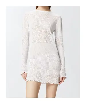 Pinko Long-sleeved Crewneck Knitted Mini Dress