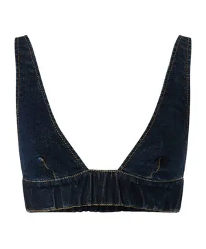Pinko Denim Crop Top - Black