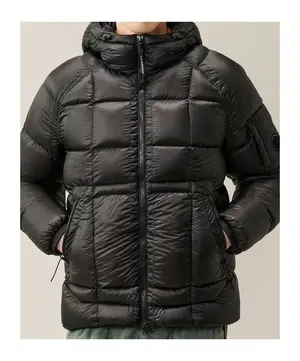 C.P. COMPANY Quilted Hooded Down Jacket - Black