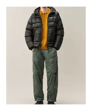 C.P. COMPANY Quilted Hooded Down Jacket - Black