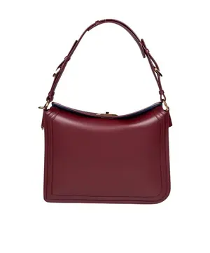 LANVIN Compagnon Leather Handbag With Gold Tone Hardware - Red