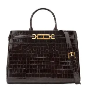 TOM FORD Crocodile-embossed Leather Tote Bag - Brown
