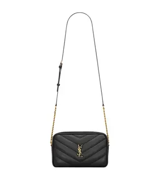 Saint Laurent Loulou Camera Bag In Matelassé Lambskin - Black