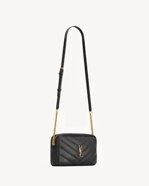 Saint Laurent Loulou Camera Bag In Matelassé Lambskin - Black