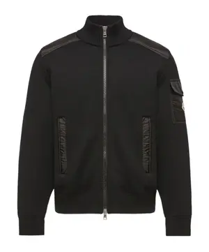 Moncler Padded Wool Zip-up Cardigan - Black