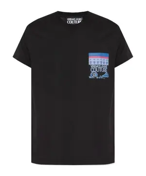 Versace Logo Printed Crewneck T-shirt - Black