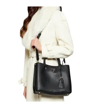 Guess Meridian Logo Plaque Top Handle Bag