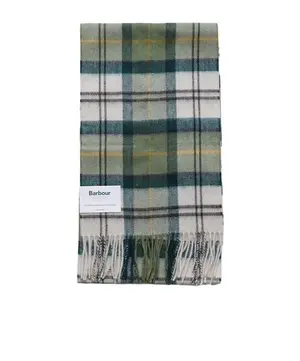 Barbour Tartan-pattern Fringed Scarf - Gray