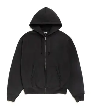 StÜssy Long-sleeved Hooded Sweatshirt With Elasticated Cuffs And Hem - Black
