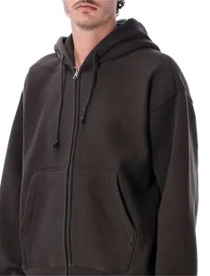 StÜssy Long-sleeved Hooded Sweatshirt With Elasticated Cuffs And Hem - Black