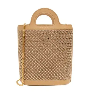 Marni Embellished Top Handle Bag - Beige