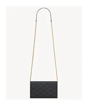 Saint Laurent Paris Chain Wallet In Grain De Poudre Leather