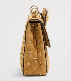 Valentino Garavani Medium Suede Rockstud Spike Shoulder Bag - Brown