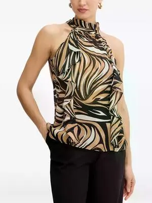 TWINSET Sleeveless Ruffled Graphic Print Top