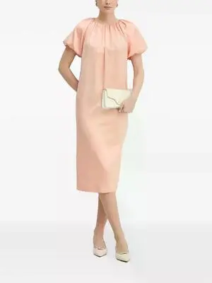 TWINSET Gathered Puff-sleeve Midi Dress