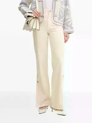 TWINSET Eyelet Embellished Slit Hem Jeans - Neutrals