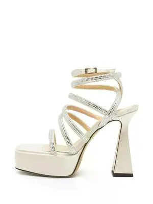 Mach & Mach Sydney Crystal-studded Sandals - Neutrals