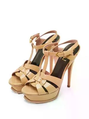 Saint Laurent Tribute Platform Sandals - Neutrals