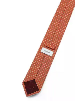 FERRAGAMO Silk Tie With Helicopter Print