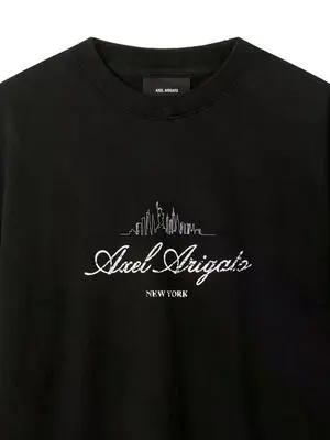 Axel Arigato Logo-embroidered Dropped-shoulder T-shirt - Black