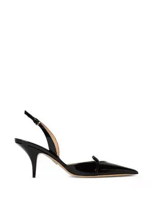 FERRAGAMO Bow Detail Patent Leather Slingback Sandals