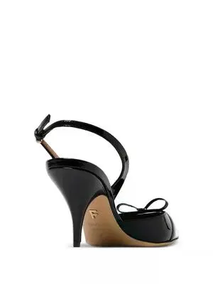 FERRAGAMO Bow Detail Patent Leather Slingback Sandals