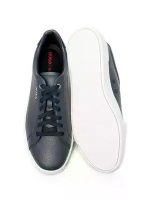 Hugo Grained Leather Logo Plaque Sneakers - Blue