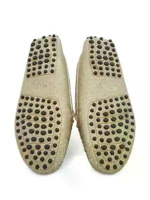 TOD'S Gommino Glitter Embellished Loafers - Gold