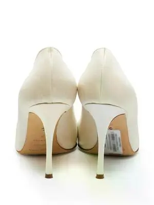 SERGIO ROSSI Beige Satin Pointed Toe Pumps