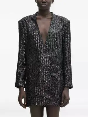 ANINE BING Sequin Embellished V-neck Mini Dress