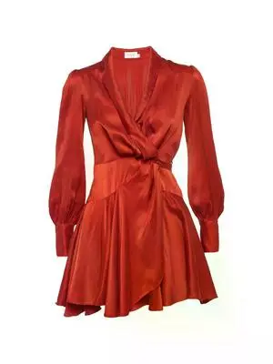 Zimmermann Satin Ruffle Wrap Dress
