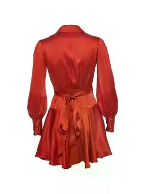 Zimmermann Satin Ruffle Wrap Dress