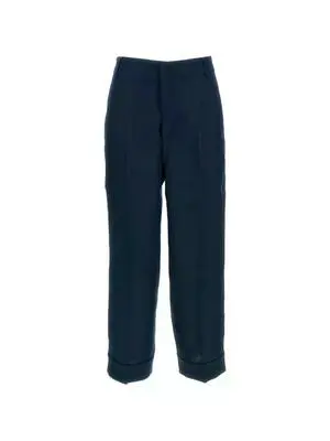 Max Mara Linen Basketweave Trousers - Blue